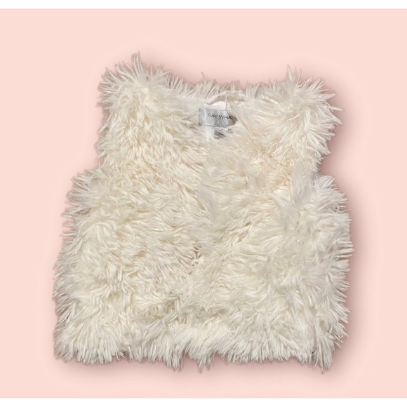 Say What? | Jackets & Coats | Say What Toddler Girls White Fluffy Faux Fur Formal Festive Vest ...